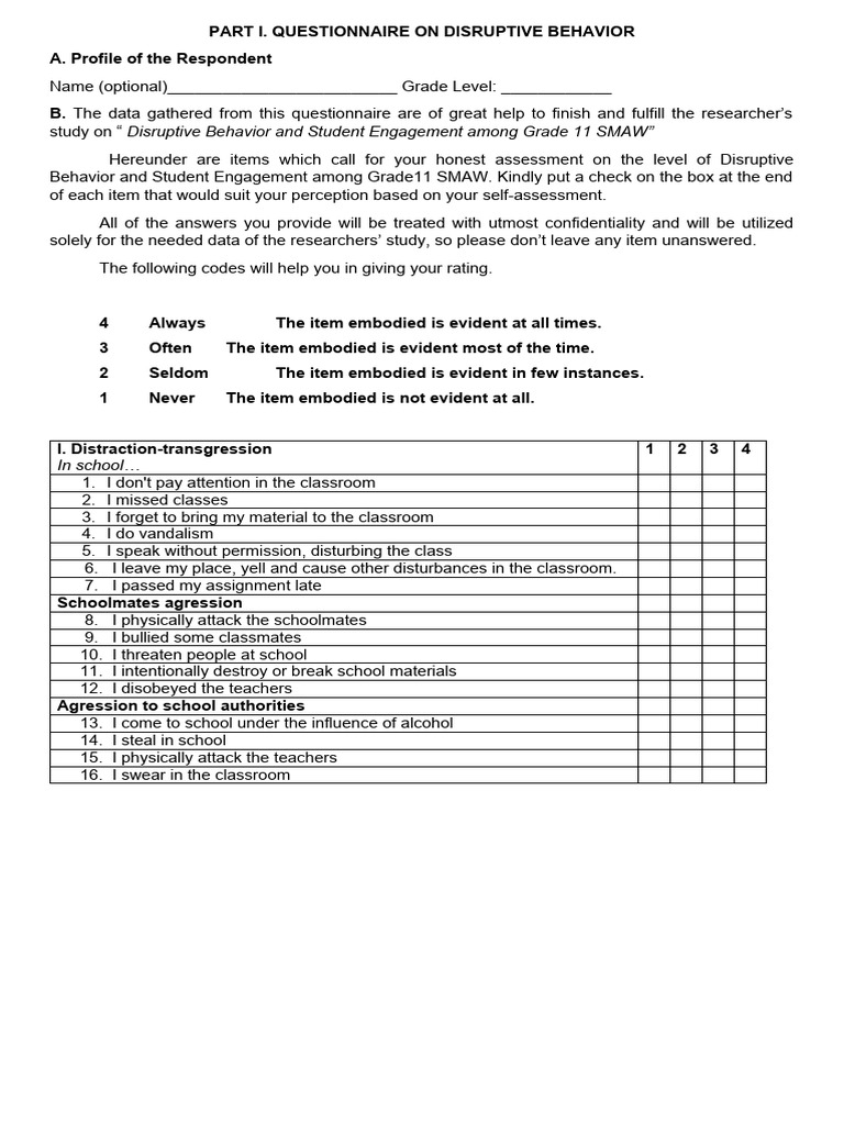 PR2 Modified Questionnaire 1 | PDF | Behavioural Sciences | Behavior ...