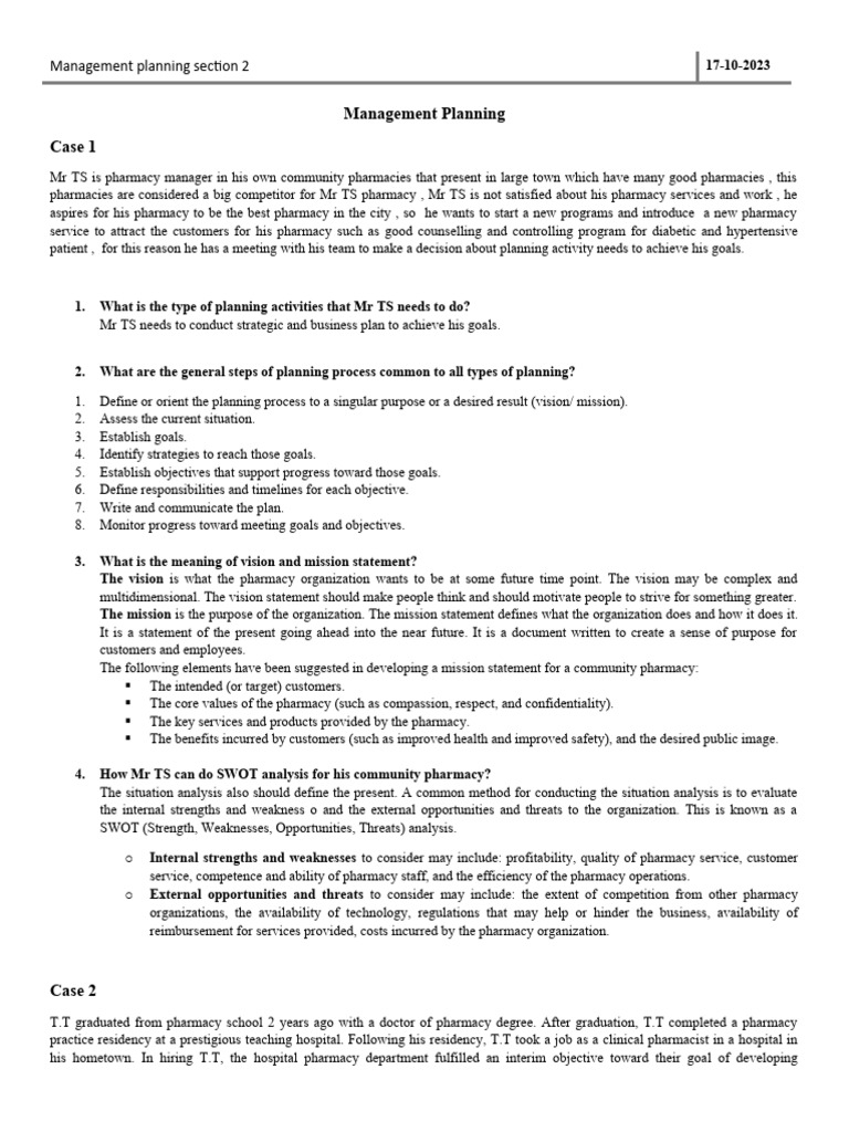 Pharmacy Strategic Planning Guide | PDF | Strategic Planning | Goal