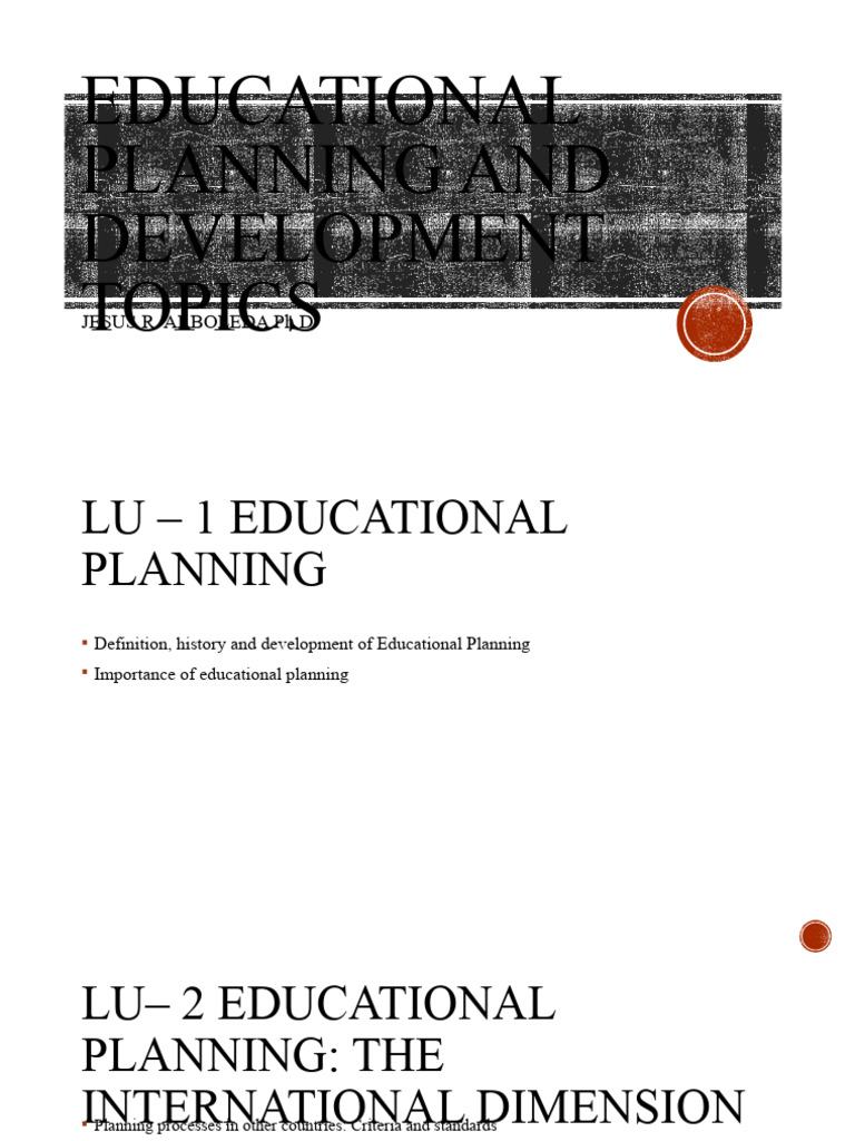 Educational Planning and Development | PDF