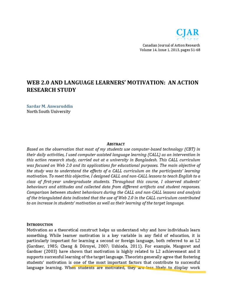 Anwaruddin, S.M. (2013) - Web 2.0 and Language Learners' Motivation - An Action Research Study ...