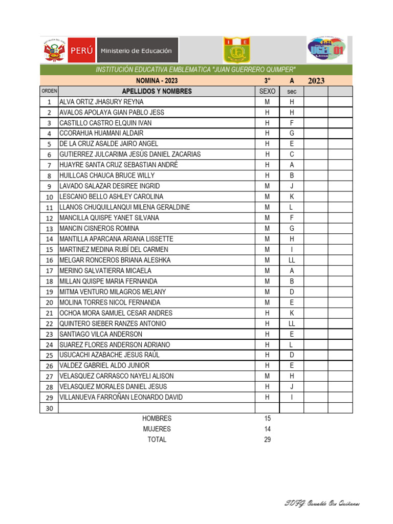 Listas 2023 Tercero | PDF