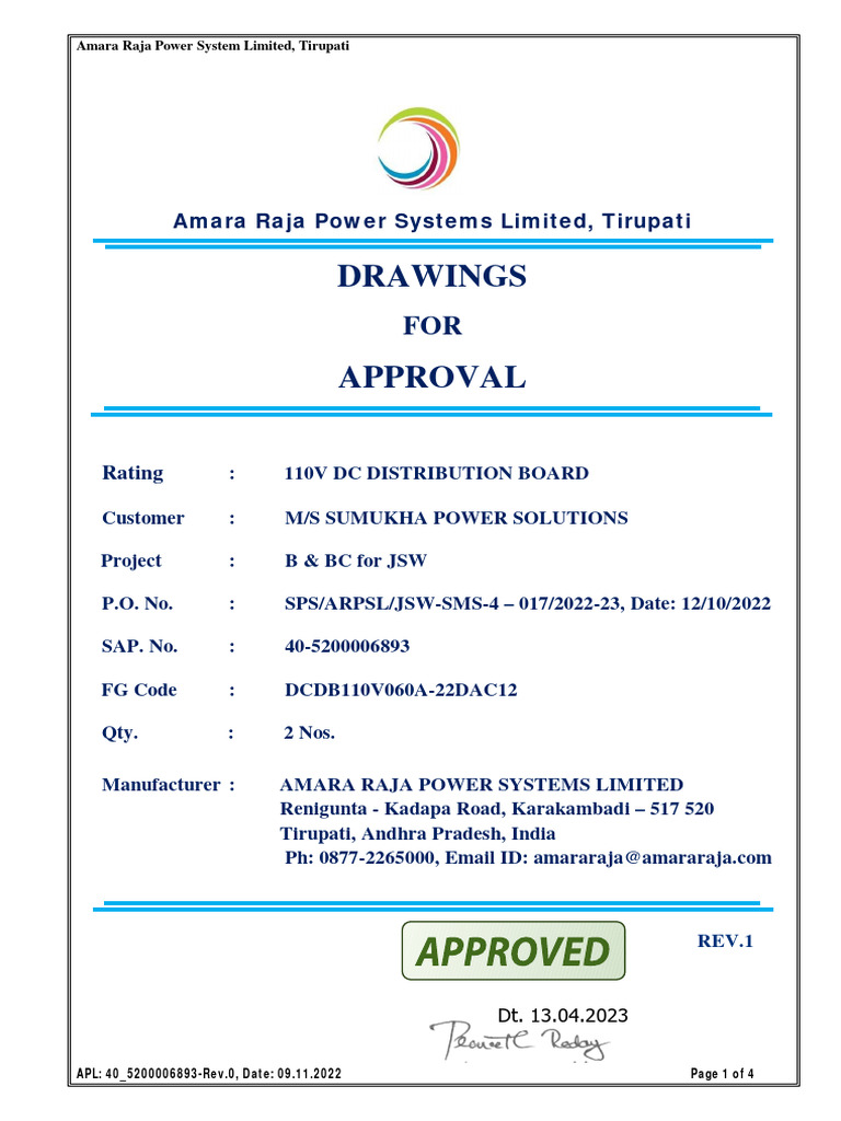 Approval Package For PBLRS - 5200006893-110V-60A DCDB - REV.1-Signed | Download Free PDF | Fuse ...