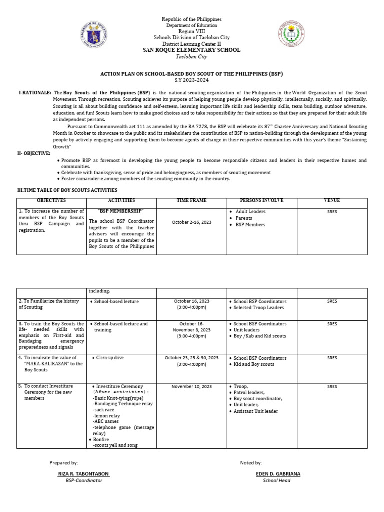 Action Plan Boy Scout 2023 | PDF | Scouting | Boy Scouts Of America