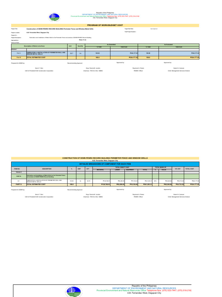 Program of Works For DENR Perimeter Fence | PDF | Building Engineering