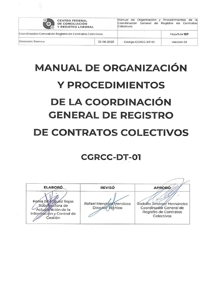 Manual de Organizacion y Procedimientos CGCC | PDF