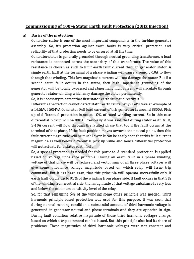 100% Stator Earth Fault Protection | PDF | Electrical Resistance And ...