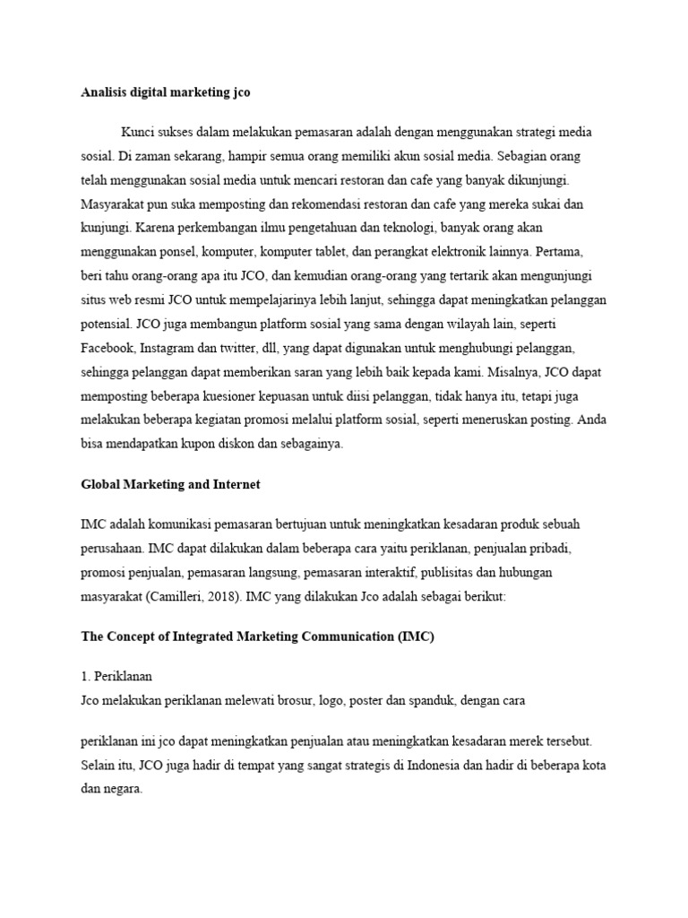 Strategi Digital Marketing JCO | PDF