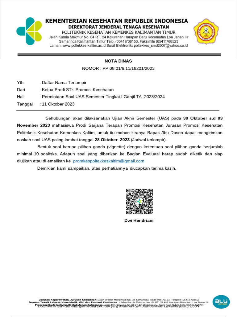 Permintaan Soal UAS TK.I | PDF