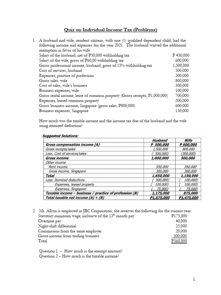 Income Tax - Individuals With Solutions | Download Free PDF | Income ...