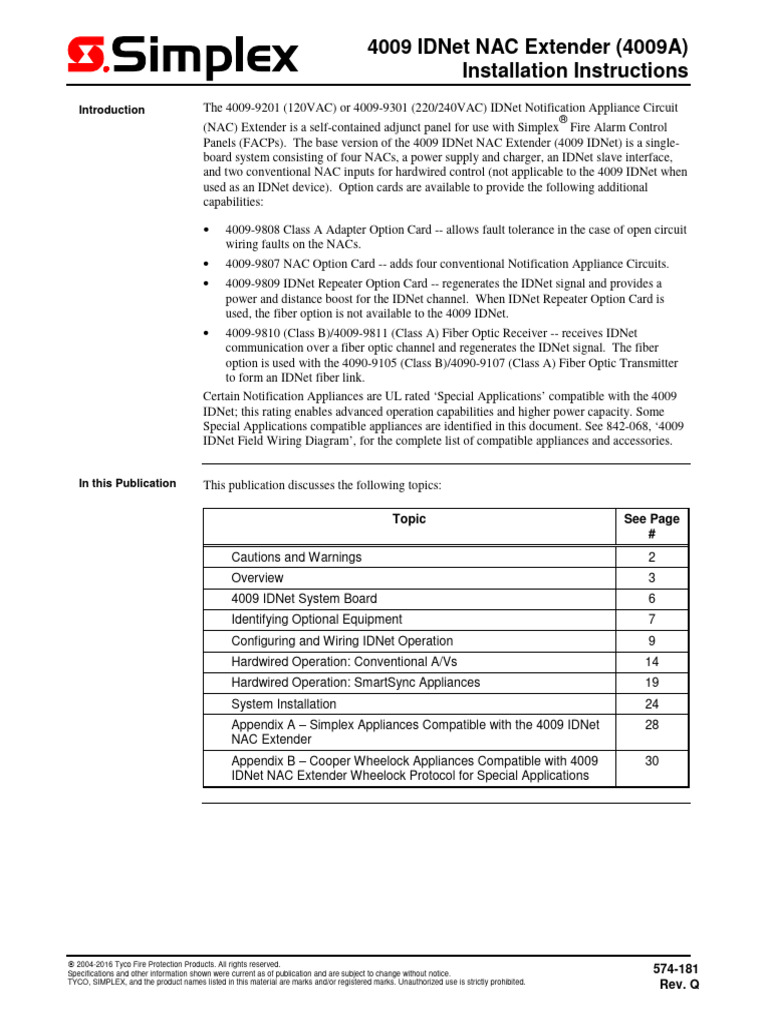 Simplex - 4009 IDNet NAC Extender - Manual | PDF | Electrical ...