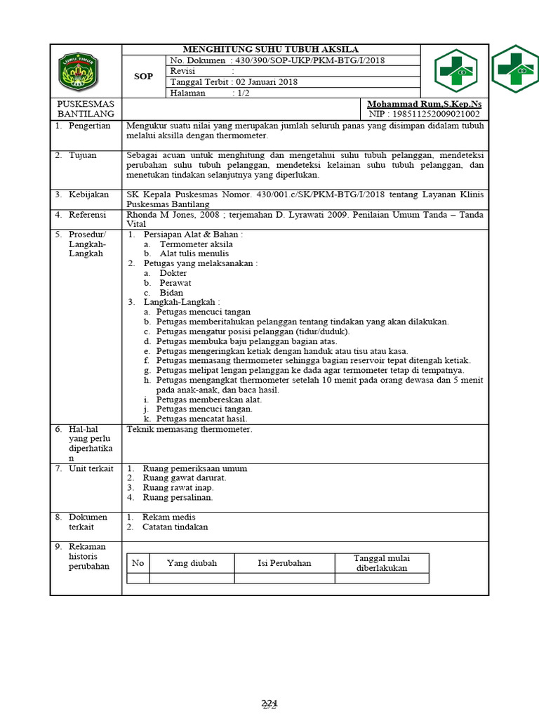 Sop Pengukuran Suhu | PDF