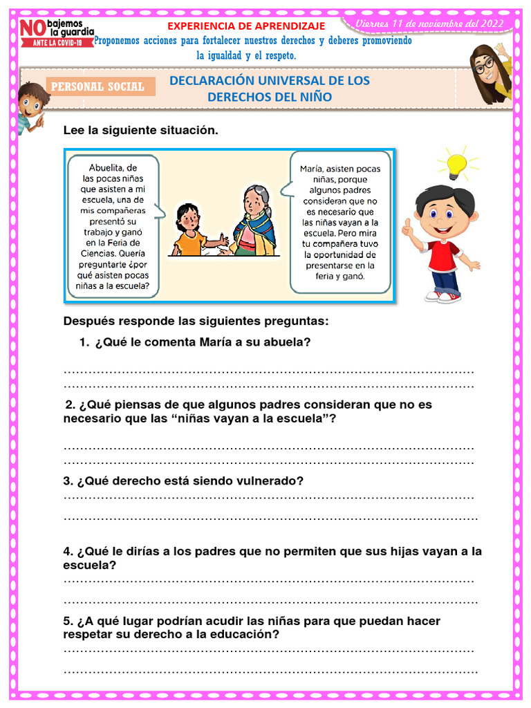 D5 A2 FICHA Declaración Universal de Los Derechos Del Niño | PDF ...