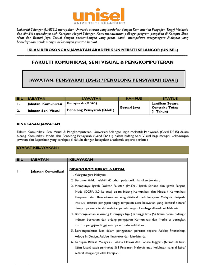 Iklan Akademik FKSVP Unisel | PDF