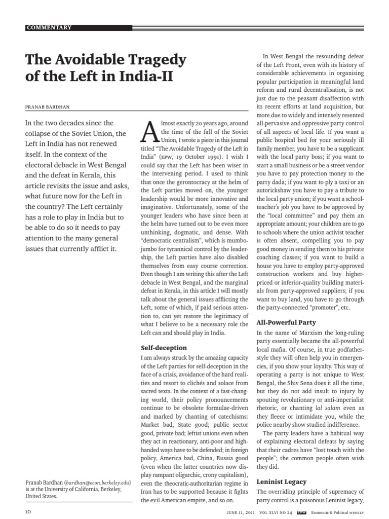 Avoidable Tragedy of The Left in India | PDF | Capitalism | Socialism
