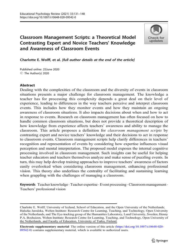 Classroom Management Scripts | PDF | Expert | Perception Classroom Management Scripts | PDF | Expert | Perception