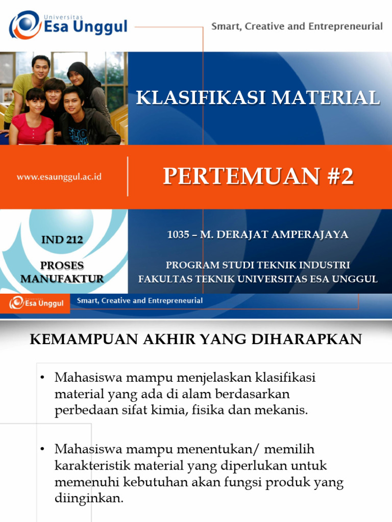 Kuliah 2 PM (Klasifikasi Material) Temp UEU-Dj | PDF