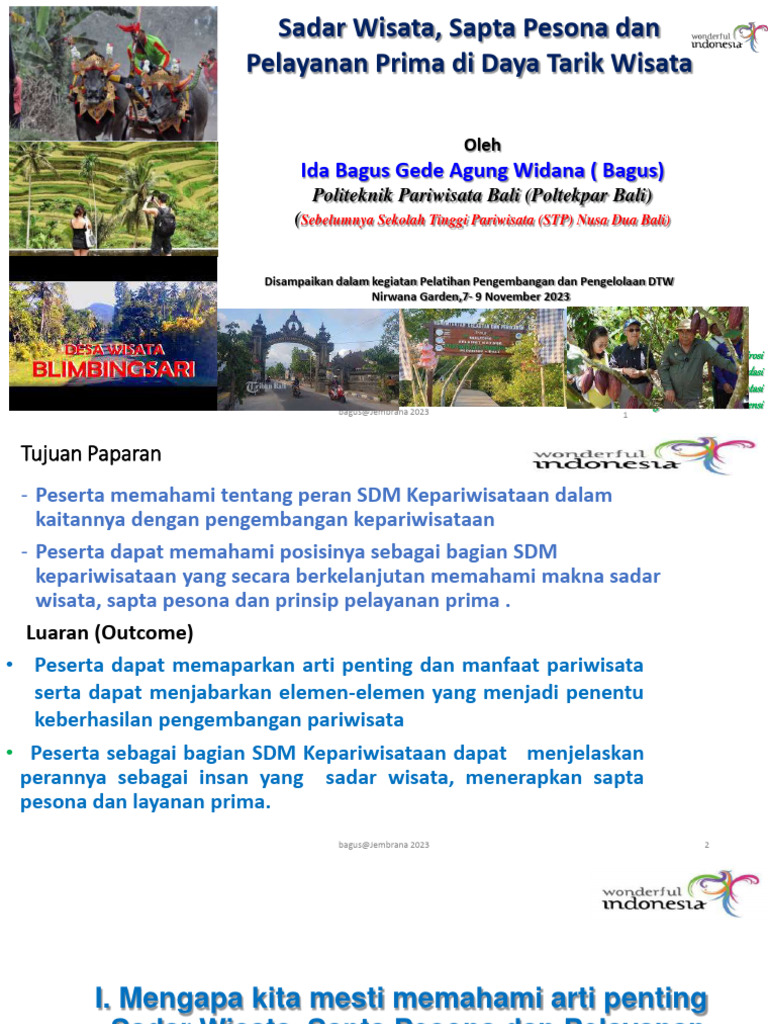 Sadar Wisata-Sapta Pesona-Pelayanan Prima-For Peserta | PDF