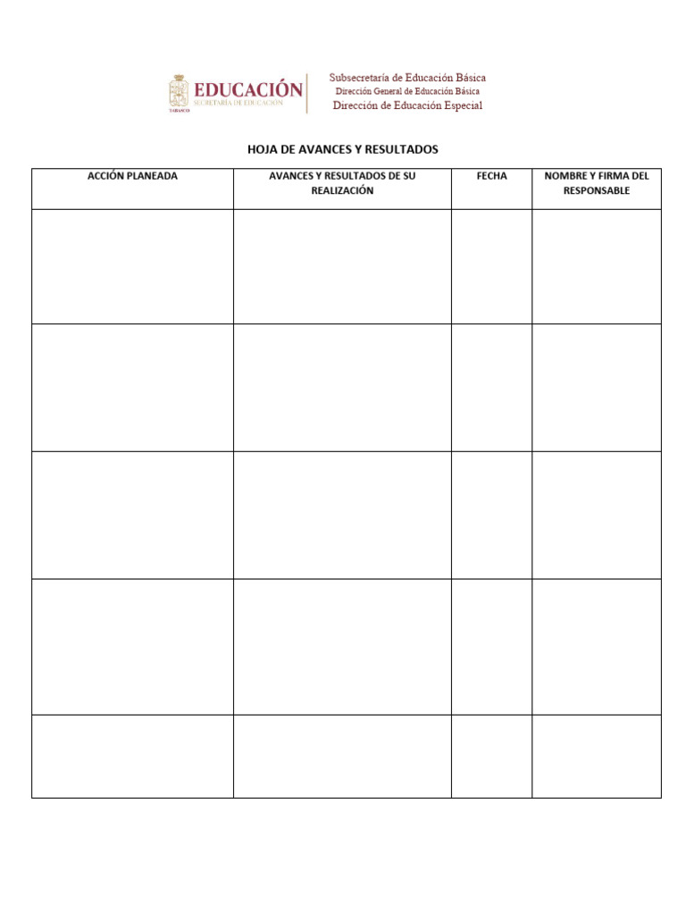 Hoja de Avances y Resultados | PDF