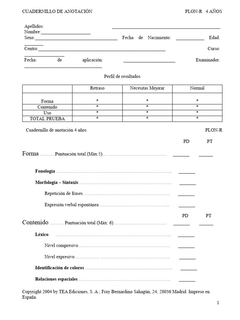 PLON-R 4 AÑOS | PDF