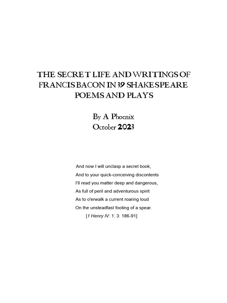 Shakespeare's Hidden Bacon Connection | PDF | William Shakespeare ...