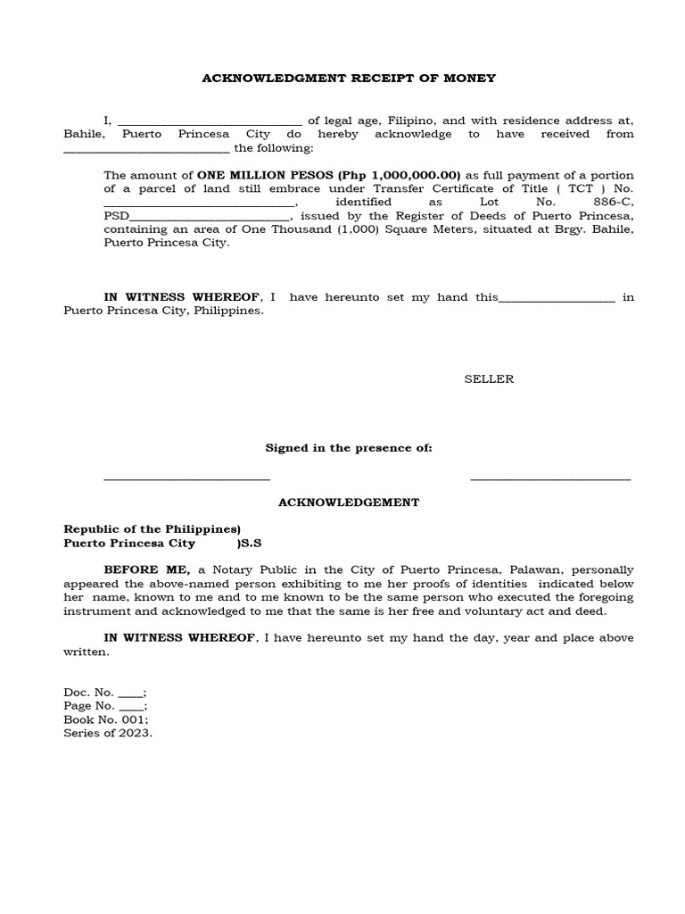Acknowledgment Receipt of Money | PDF