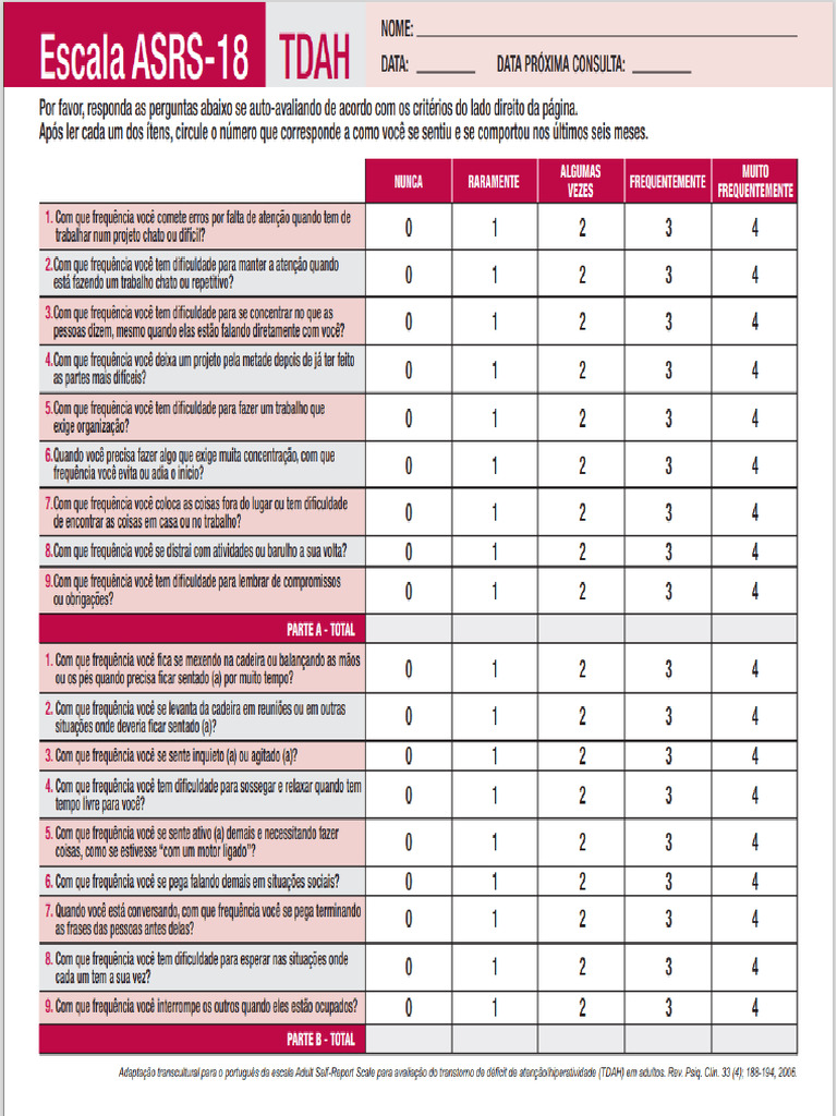 Teste TDAH | PDF Teste TDAH | PDF