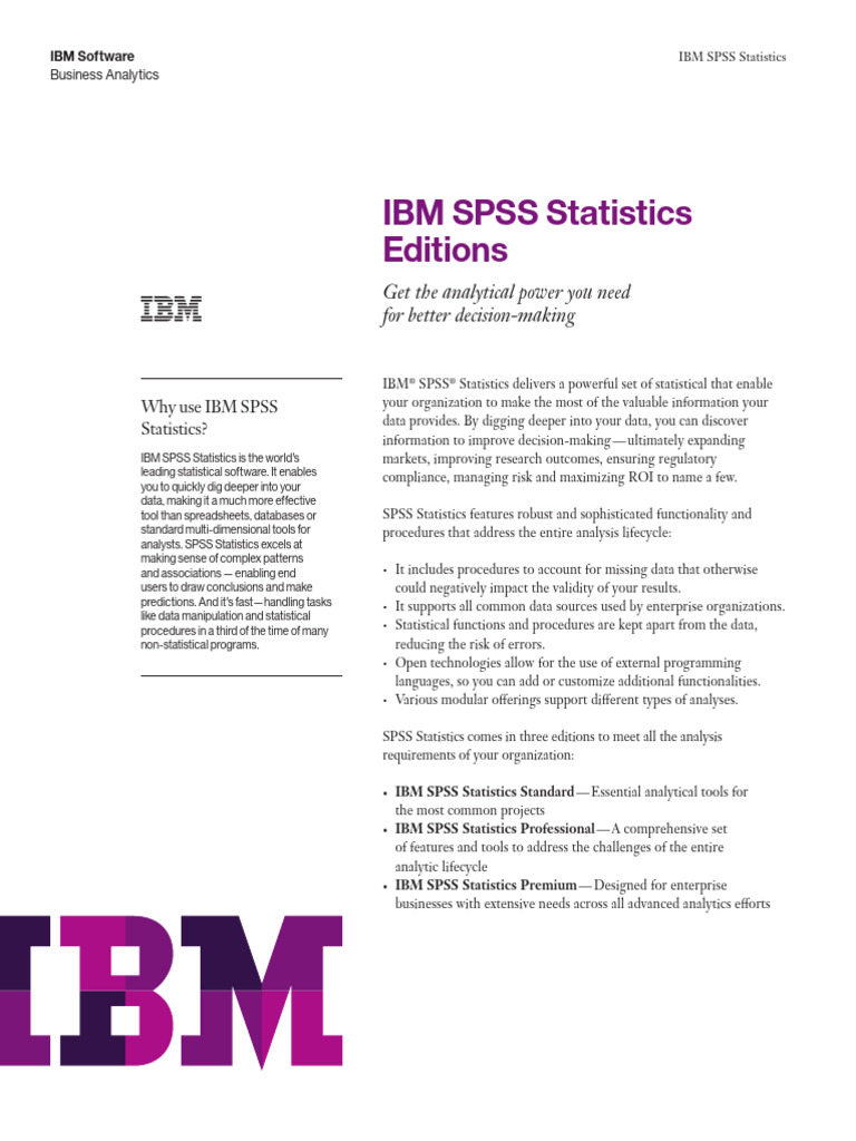 IBM SPSS Statistics - Datasheet | PDF | Data Analysis | Statistics