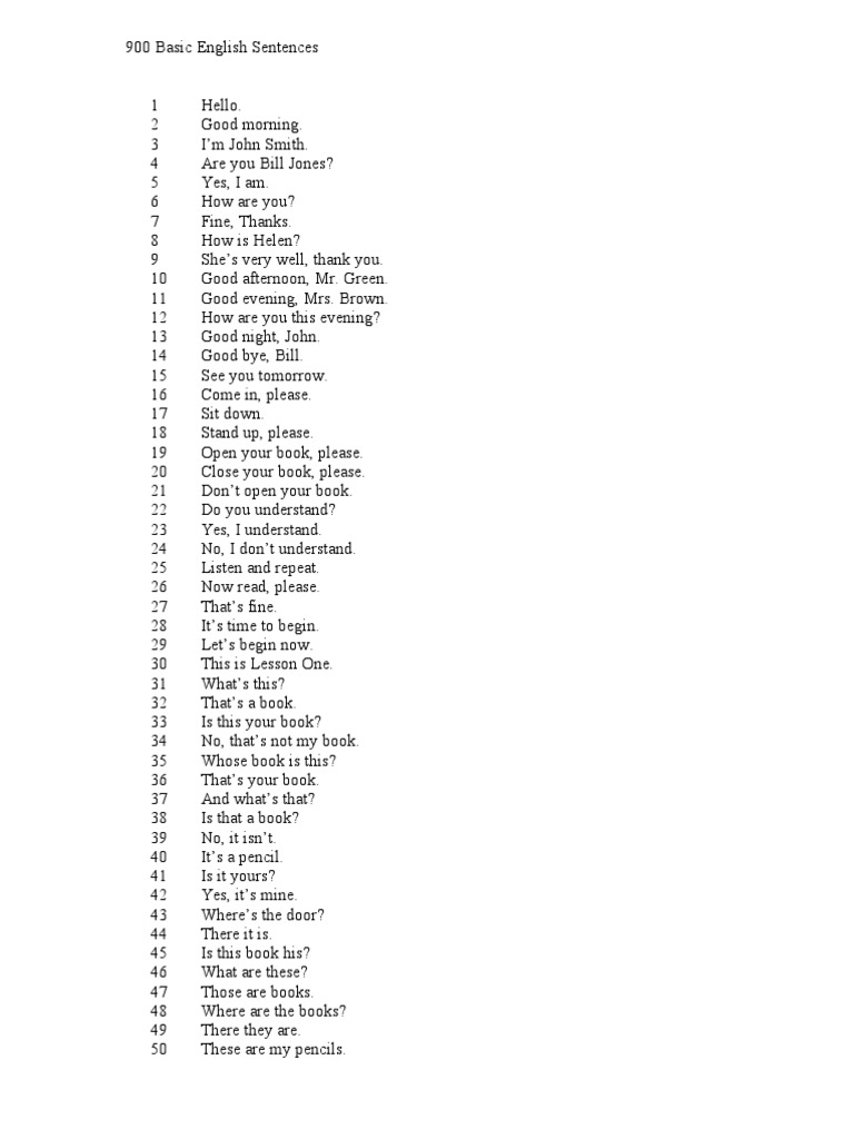 900 Basic English Sentences 316 | PDF | Mail | French Language