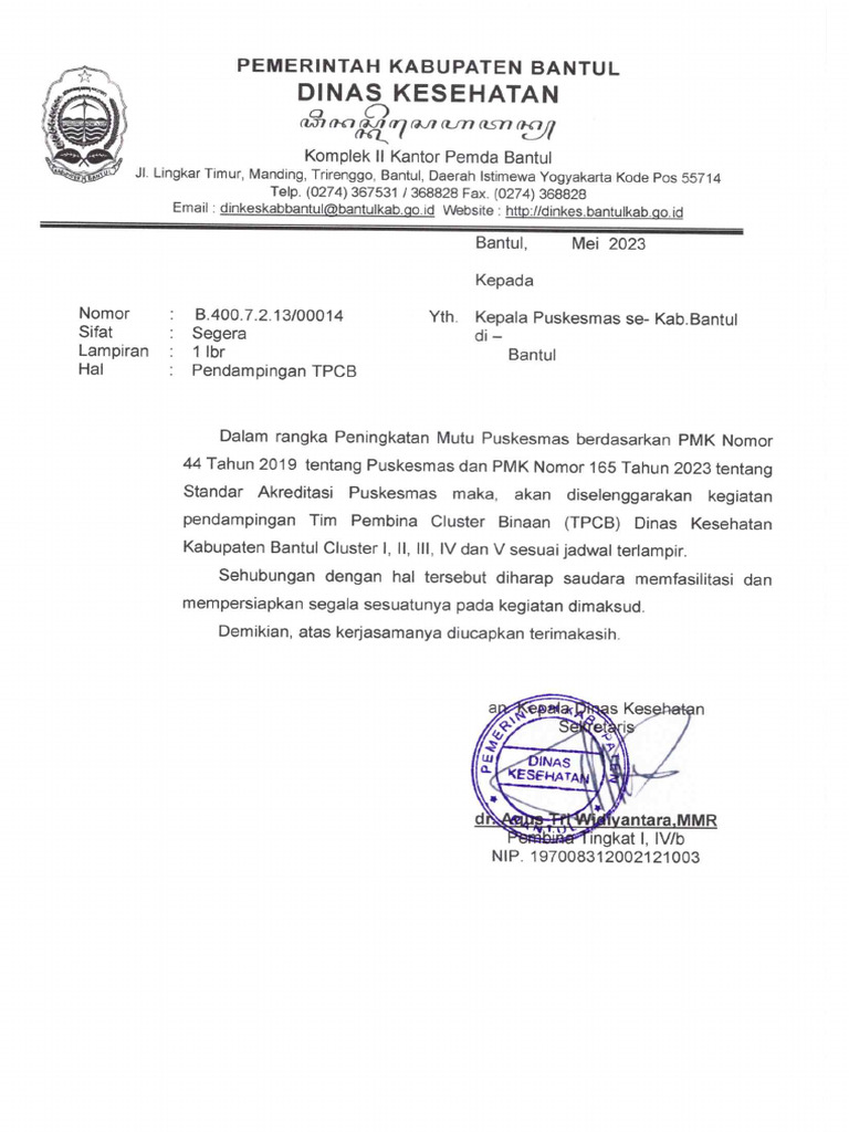 Jadwal Pendampingan TPCB, Rev 2023 | PDF