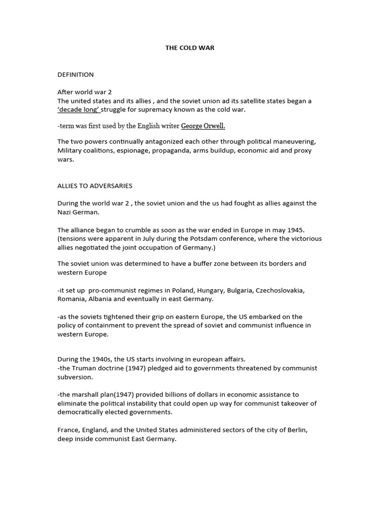 The Cold War | PDF | Cold War | Cuban Missile Crisis