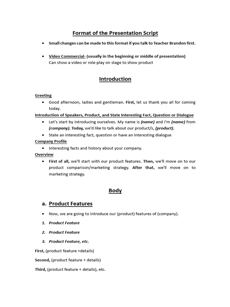 Format of Presentation 2021 | PDF