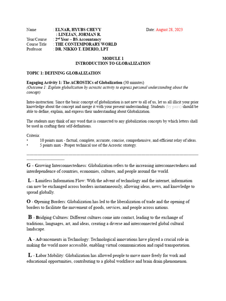 Module 1 Topic 1 #1 | PDF | Globalization | Outsourcing