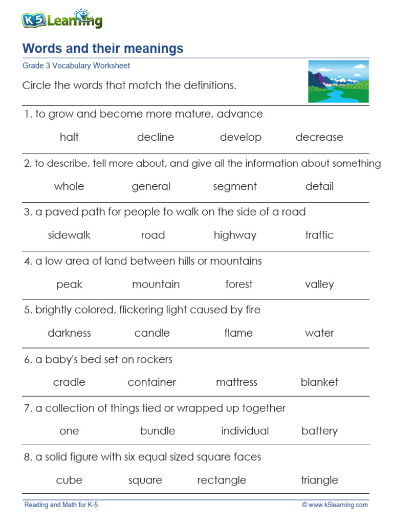 Grade 3 Words Meanings 2 | PDF