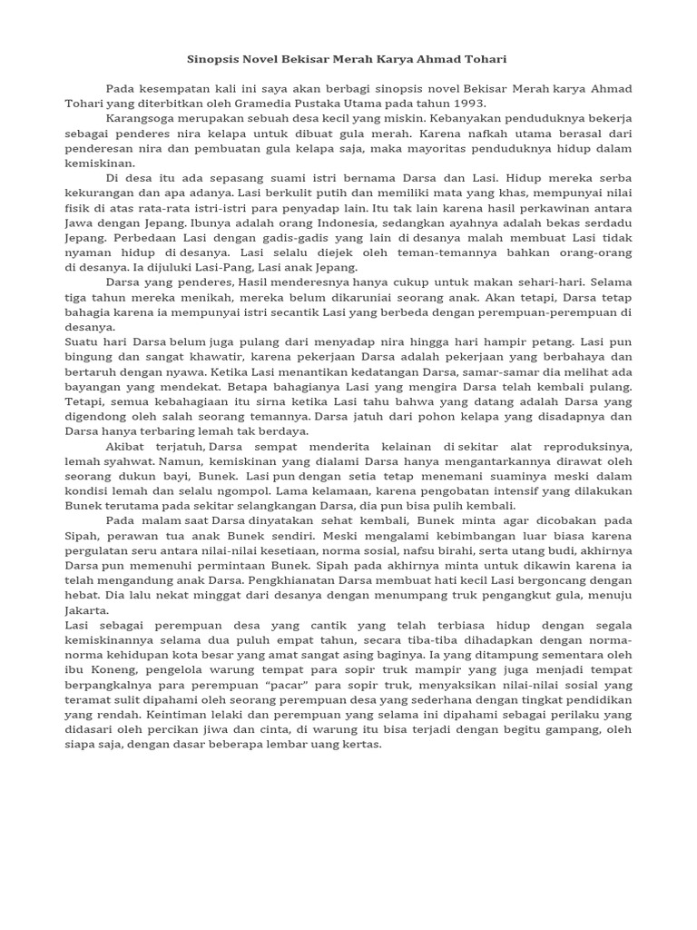 Sinopsis Novel BEKISAR MERAH | PDF