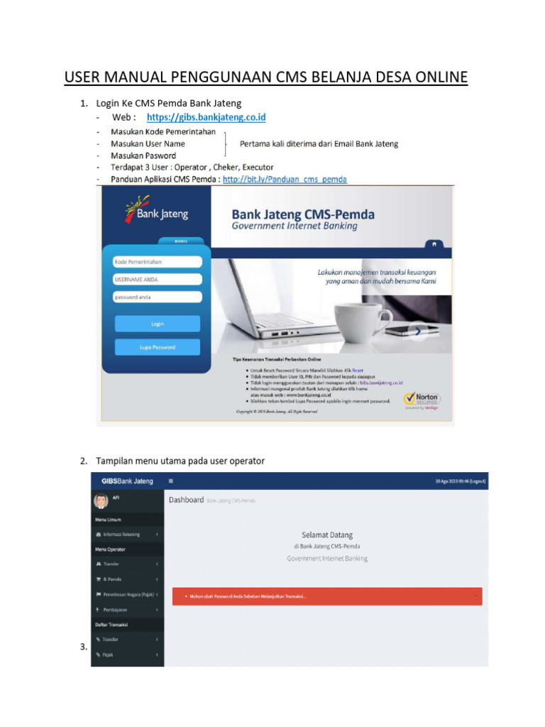 Panduan CMS Belanja Desa Bank Jateng | PDF | Pengelolaan Keuangan & Uang