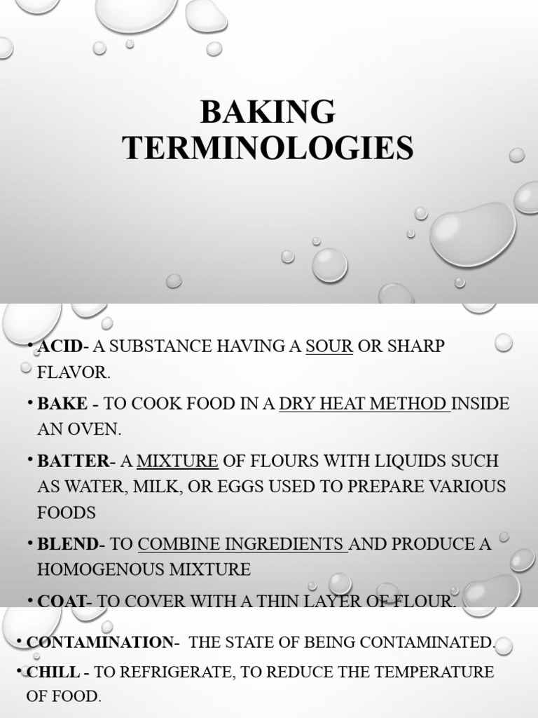 Baking Terminologies TLE 7-8 | PDF