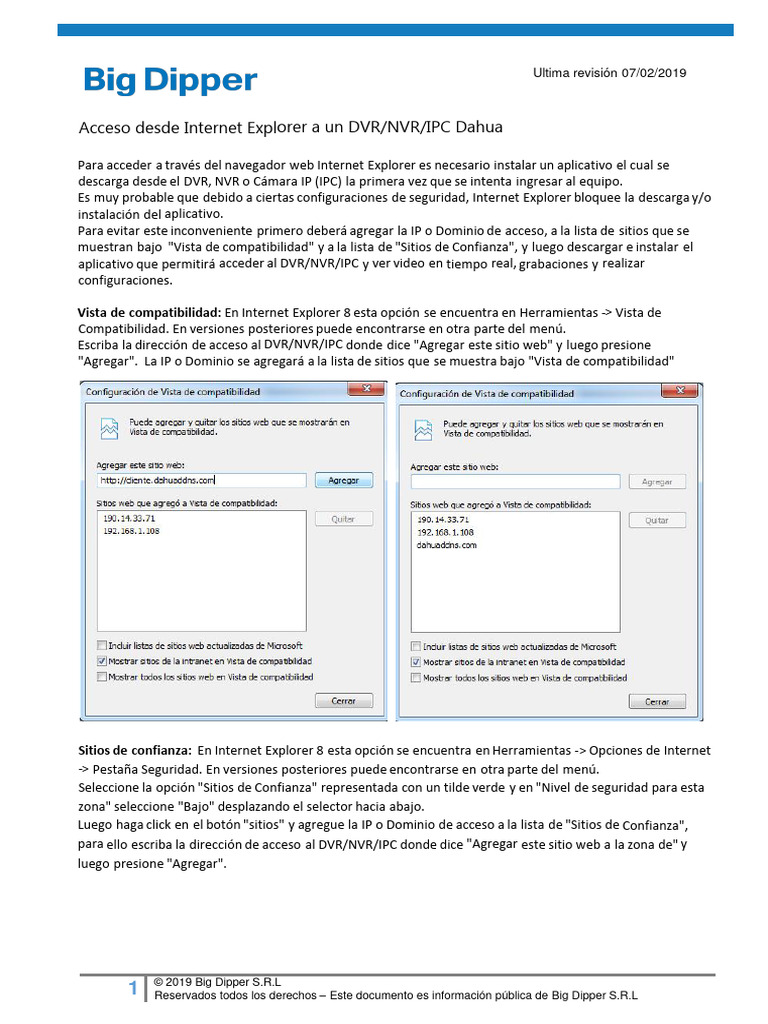 DAHUA Acceso Desde Internet Explorer A Un DVR NVR IPC | PDF | explorador de Internet | Internet