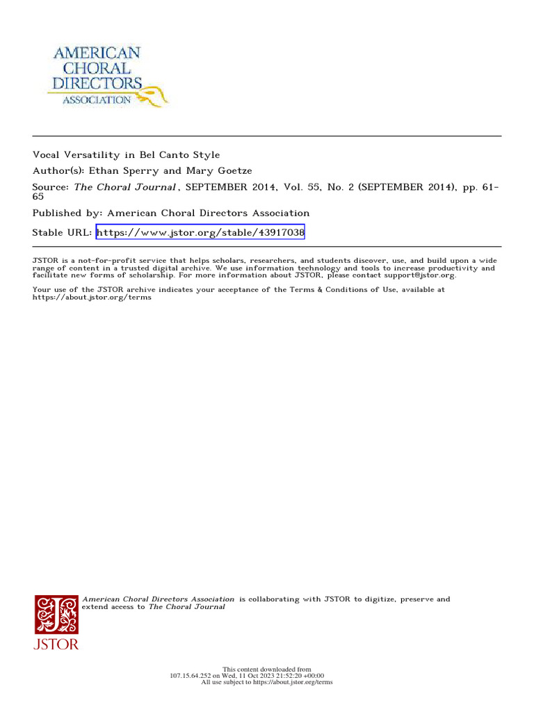 Exploring Vocal Versatility in Bel Canto | PDF | Singing | Larynx