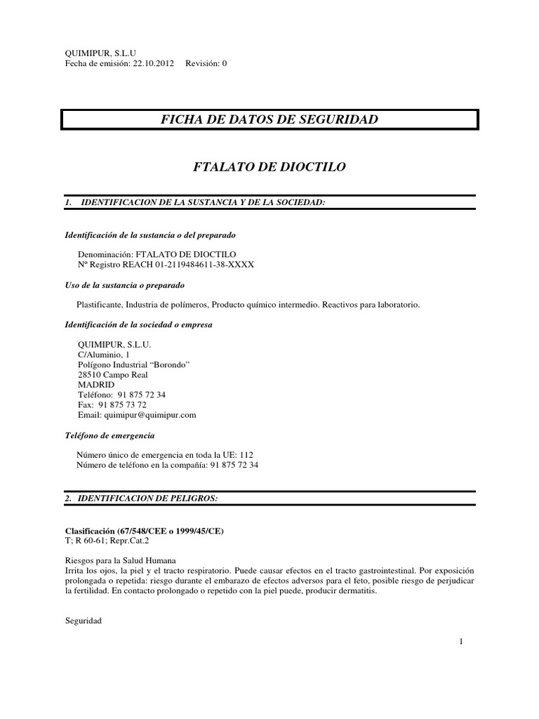 Ftalato Dioctilo | PDF | Agua | Contaminación