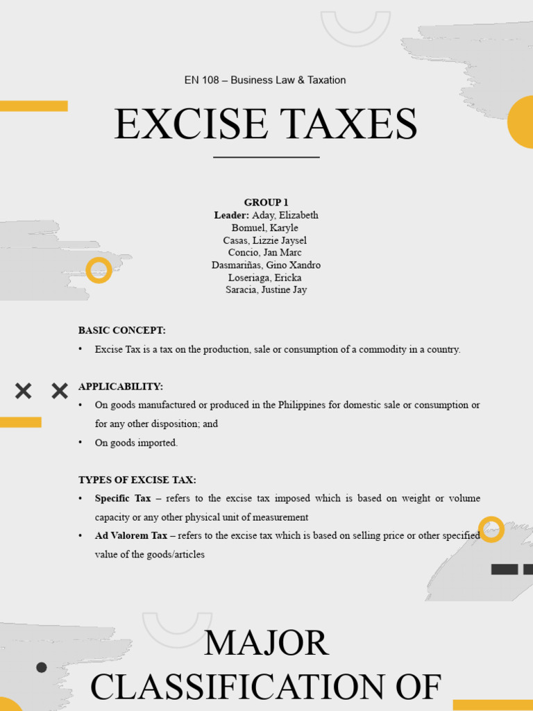 Excise Tax Overview: Types & Rates | PDF | Taxes | Excise