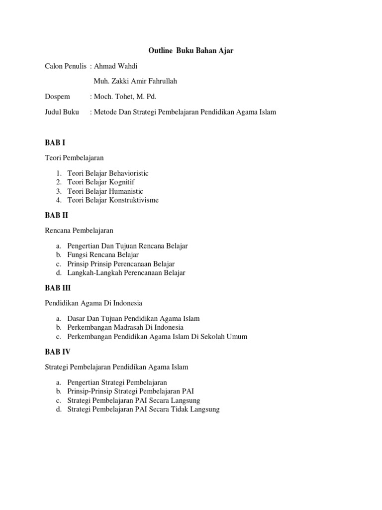 Outline Buku Bahan Ajar | PDF