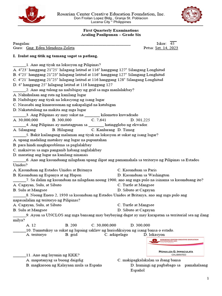 Summative Test AP6 | PDF