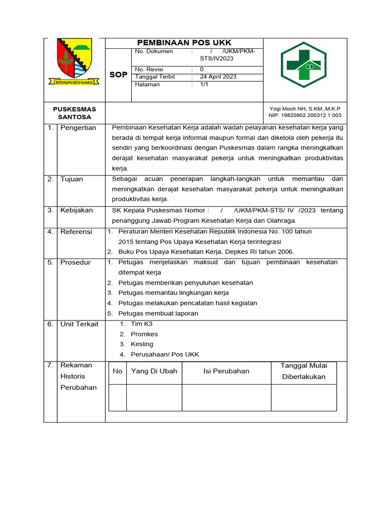 SOP Pembentukan Pos Ukk | PDF