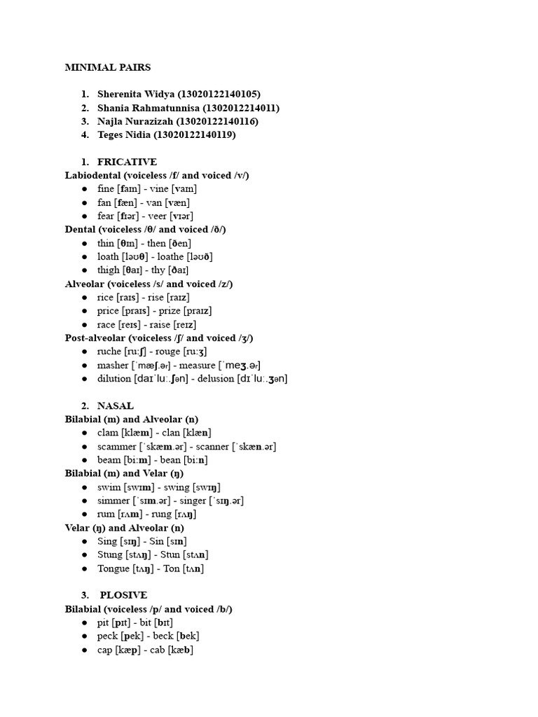 M vs N Minimal Pairs in Swahili | PDF