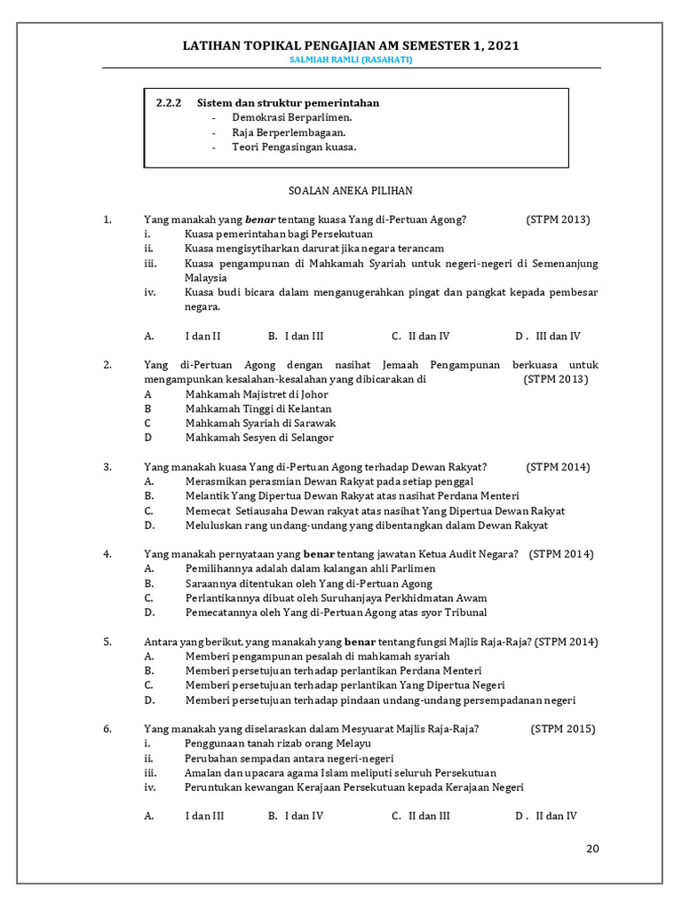 Latihan Topikal Ydpa, MRR | PDF