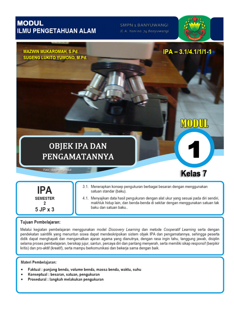 IPA - K7 - Modul 1 - Objek IPA Dan Pengamatannya | PDF IPA - K7 - Modul 1 - Objek IPA Dan Pengamatannya | PDF