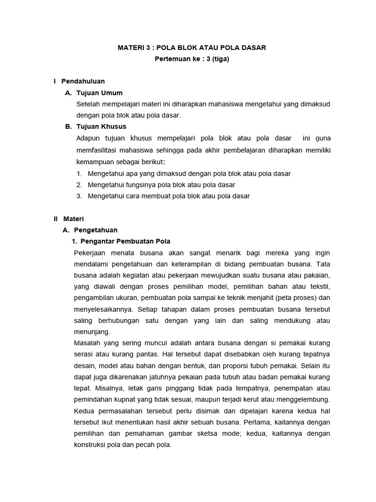 Memahami Pola Dasar dalam Busana | PDF | Karier & Perkembangan | Gaya Hidup