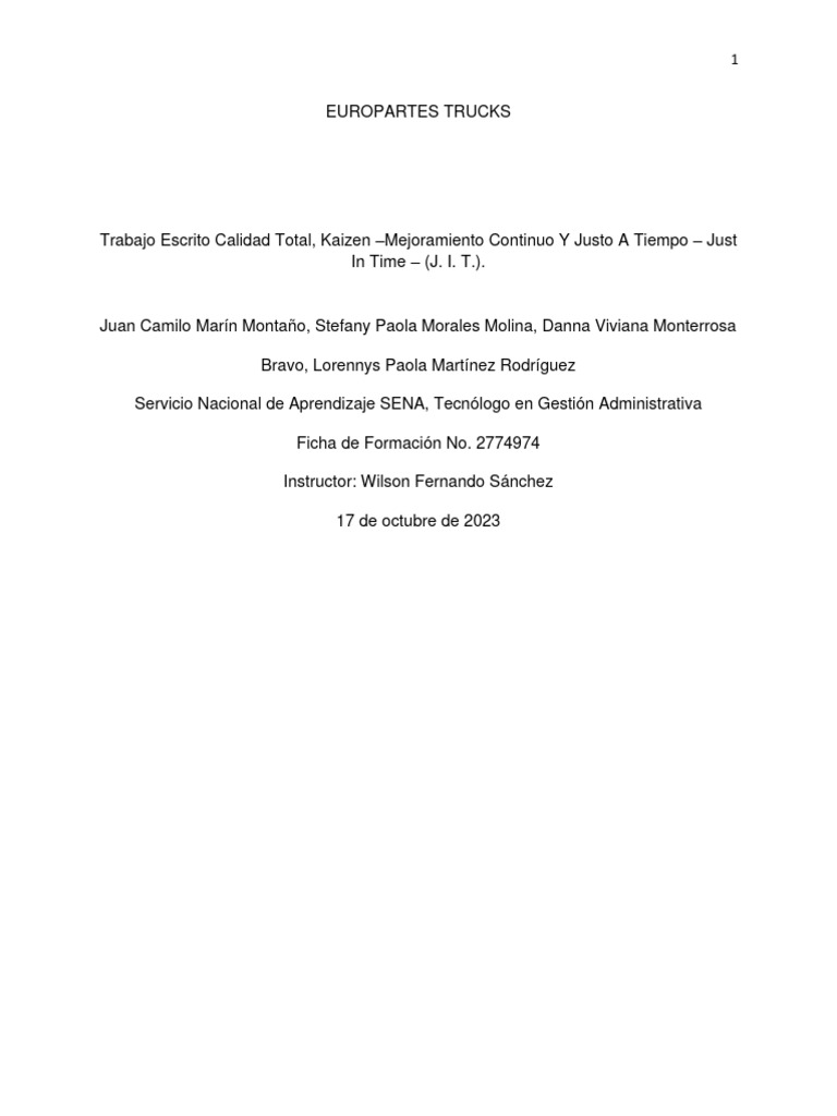 5.1. Trabajo Escrito Calidad Total, Kaizen - Mejoramiento Continuo y ... 5.1. Trabajo Escrito Calidad Total, Kaizen - Mejoramiento Continuo y ...