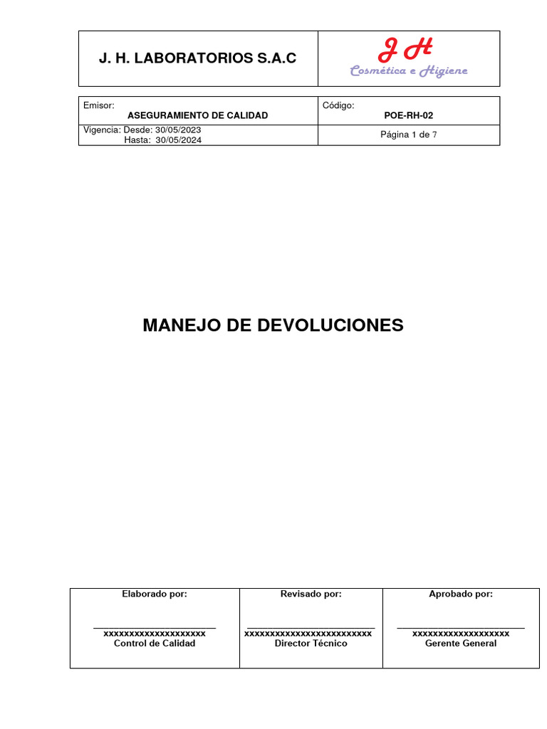 Poe Manejo de Devoluciones | PDF | Farmacéutico