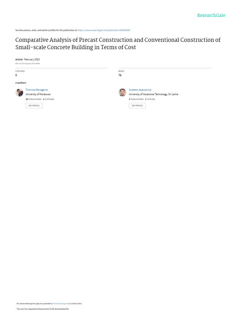 Comparative Analysis of Precast Construction and C | PDF | Concrete ...